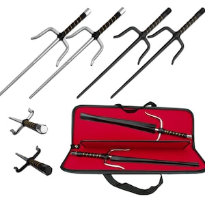 Metal Sai Martial Arts Weapon, Chrome or Black (pair) With Carrying ...