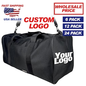 Custom Logo Black Duffel Duffle Bag Luggage Sport Gym Bag Team Training ...