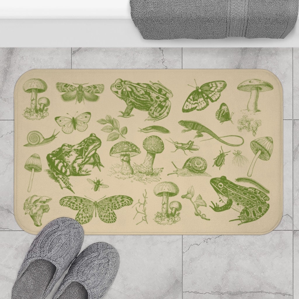 Cottagecore Bath Mat Frog Bathroom Rug Mushroom Decor Housewarming Gift ...