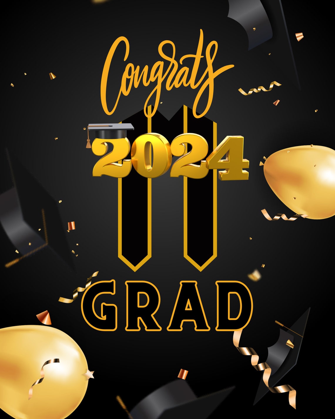 Congrats Grad 2024 Editable Template (editable in Canva & 9 Panels Are ...