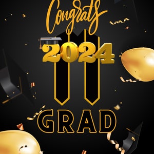 Congrats Grad 2024 Editable Template (editable in Canva & 9 Panels Are ...