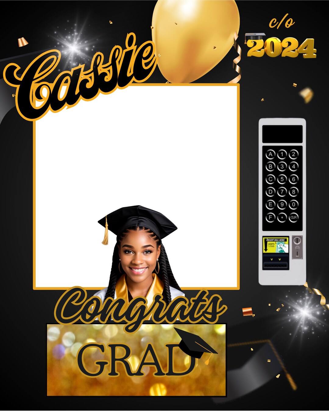 Congrats Grad 2024 Editable Template (editable in Canva & 9 Panels Are ...