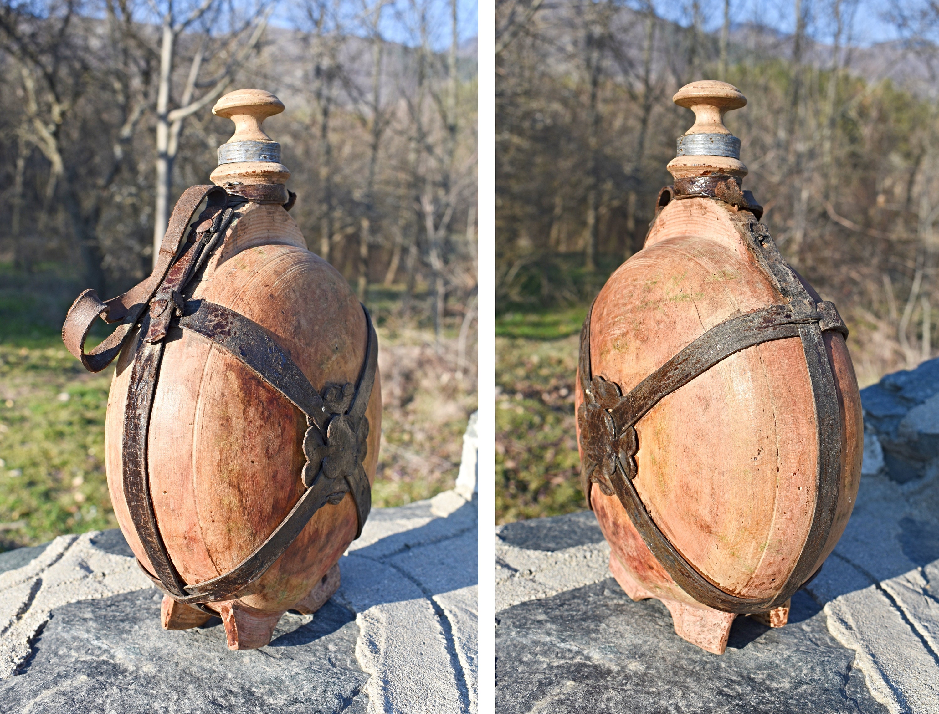 Antique Wooden Water Container, Wooden Bottle, Wooden Barrel, Antique ...