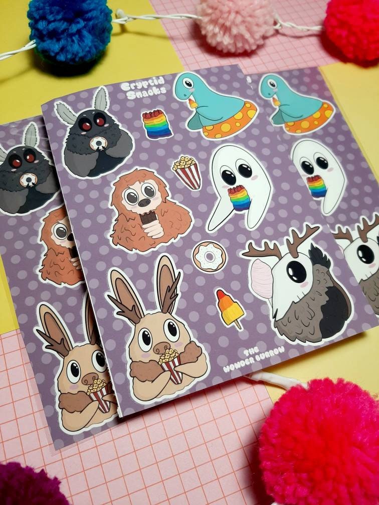 Cryptid Stickers Snacks Cute Cryptids Kawaii Stationery - Etsy