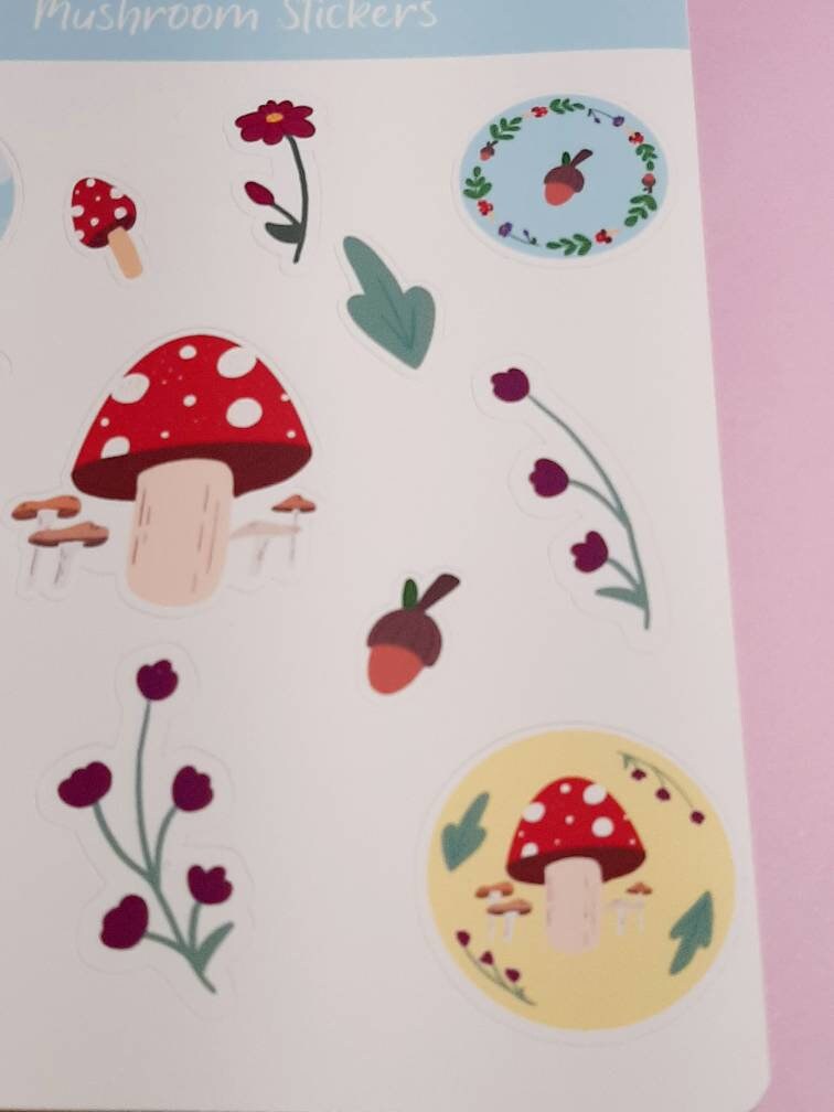 Cottagecore Mushroom Sticker Sheet, Cute Mushroom Stickers, Autumnal ...