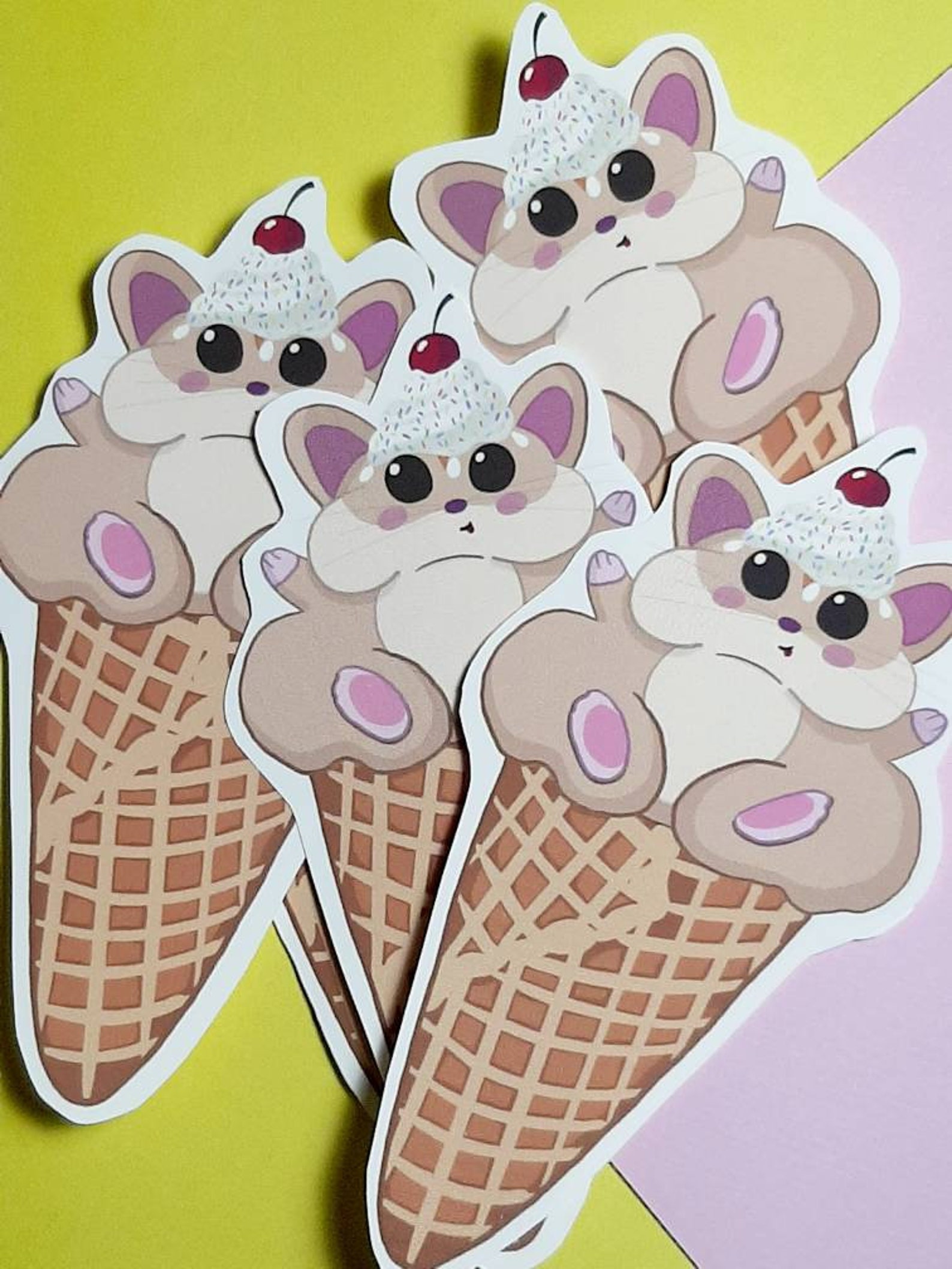 Hamster Sticker Chubby Hamster in an Icecream Cone Stationery - Etsy