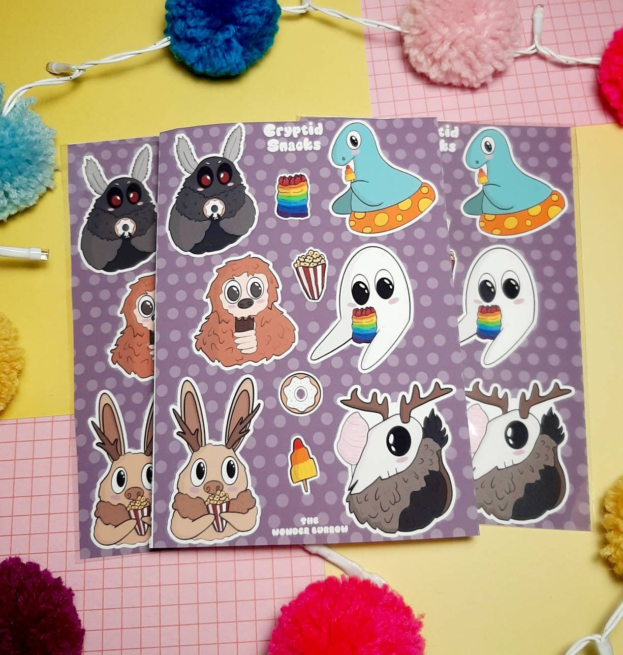 Cryptid Stickers Snacks Cute Cryptids Kawaii Stationery - Etsy