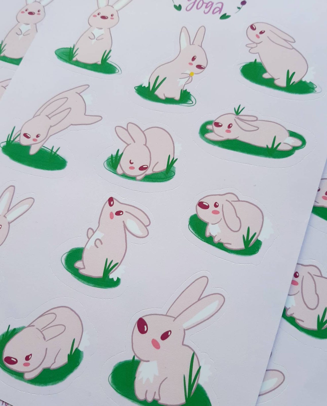 Adorable bunny Sticker Sheet cute Gifts Waterproof Matte | Etsy