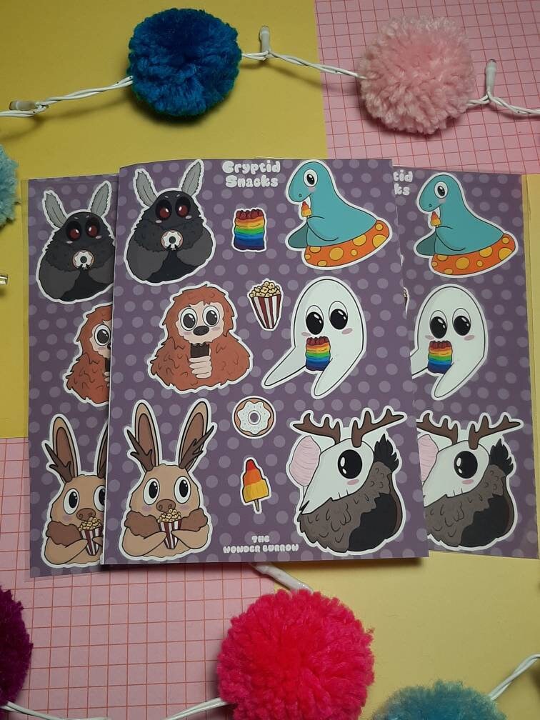 Cryptid Stickers Snacks Cute Cryptids Kawaii Stationery - Etsy