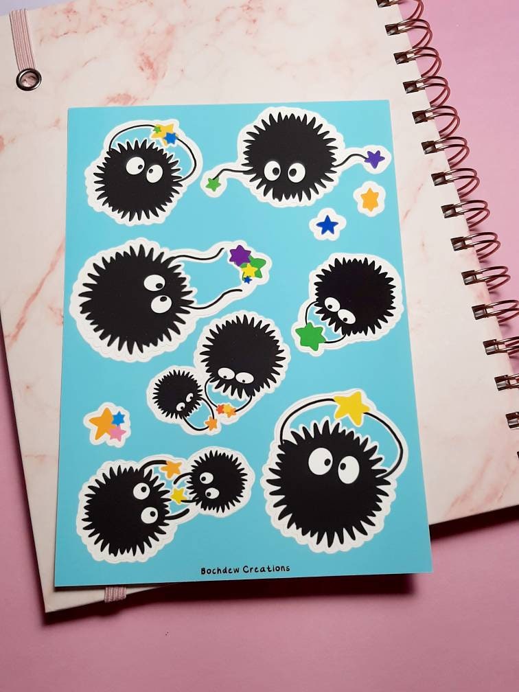 Soot Sprite Sticker Sheet, Adorable Gifts, Waterproof Matte Vinyl ...