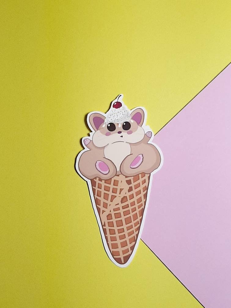 Hamster Sticker Chubby Hamster in an Icecream Cone Stationery - Etsy