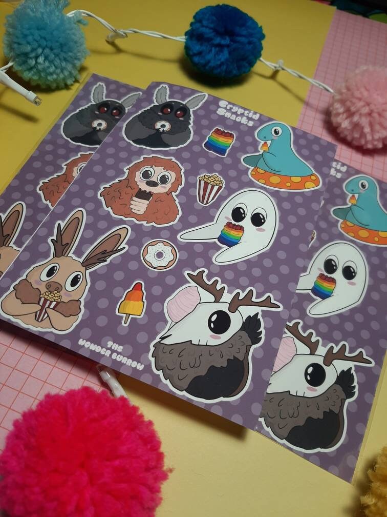Cryptid Stickers Snacks Cute Cryptids Kawaii Stationery - Etsy