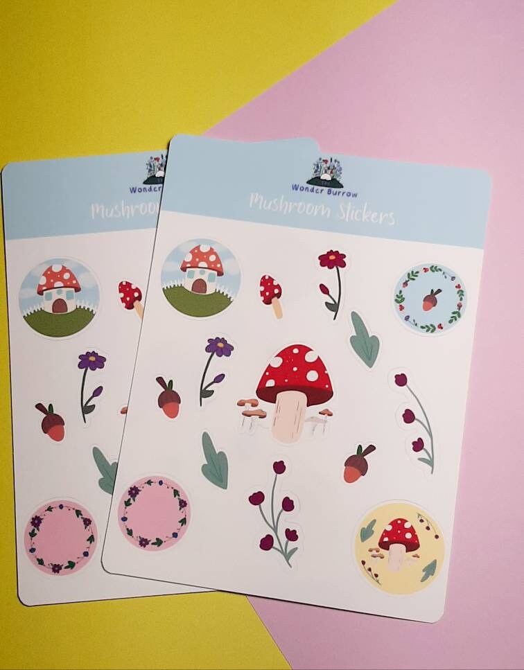 Cottagecore Mushroom Sticker Sheet, Cute Mushroom Stickers, Autumnal ...