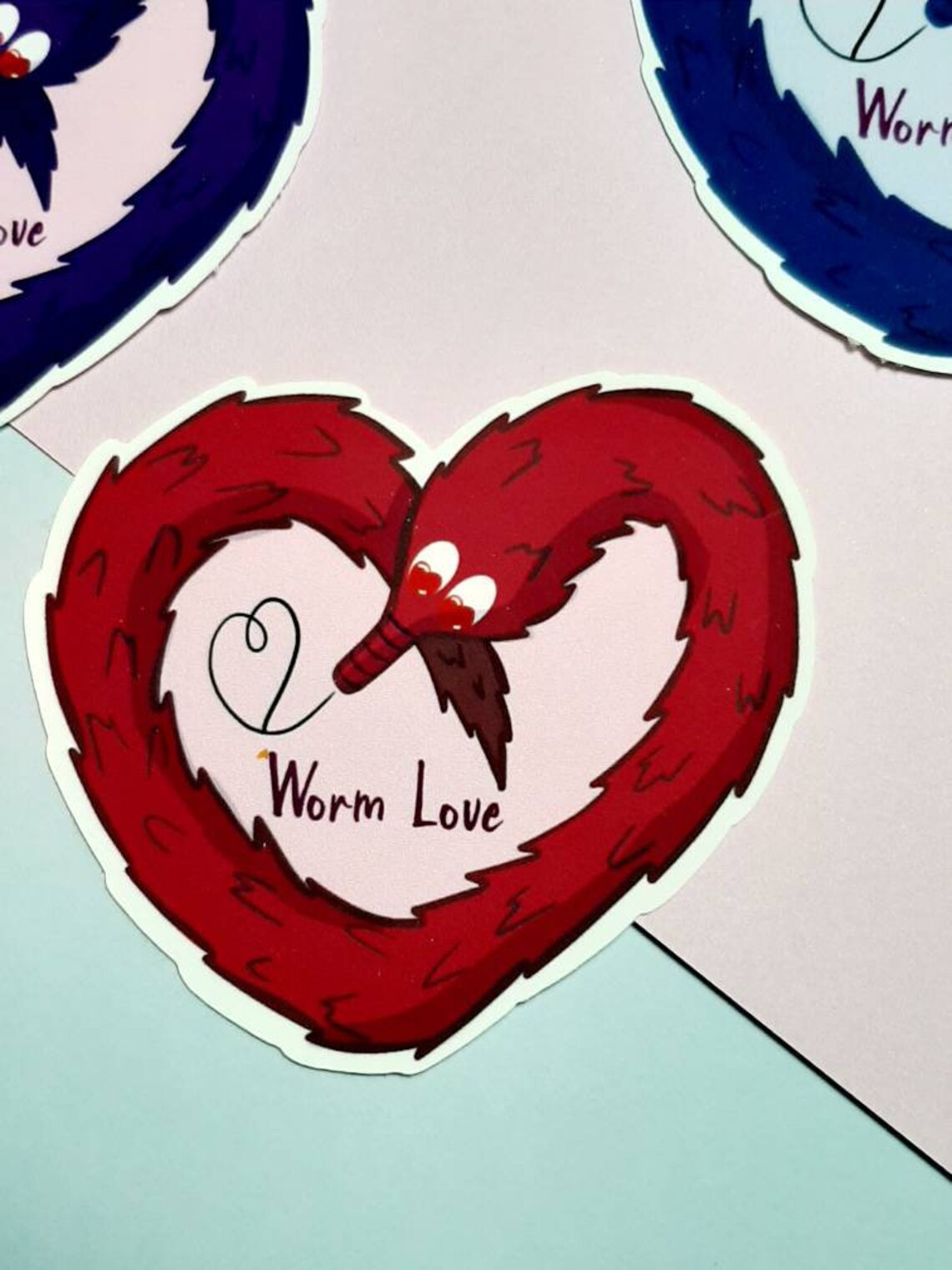 Worm on String Sticker Worm Love Sticker Rainbow Stationery - Etsy Sweden