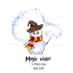 Snowman Clipart, Snowman PNG, Wizard Clipart, Magic Clipart, Magic ...