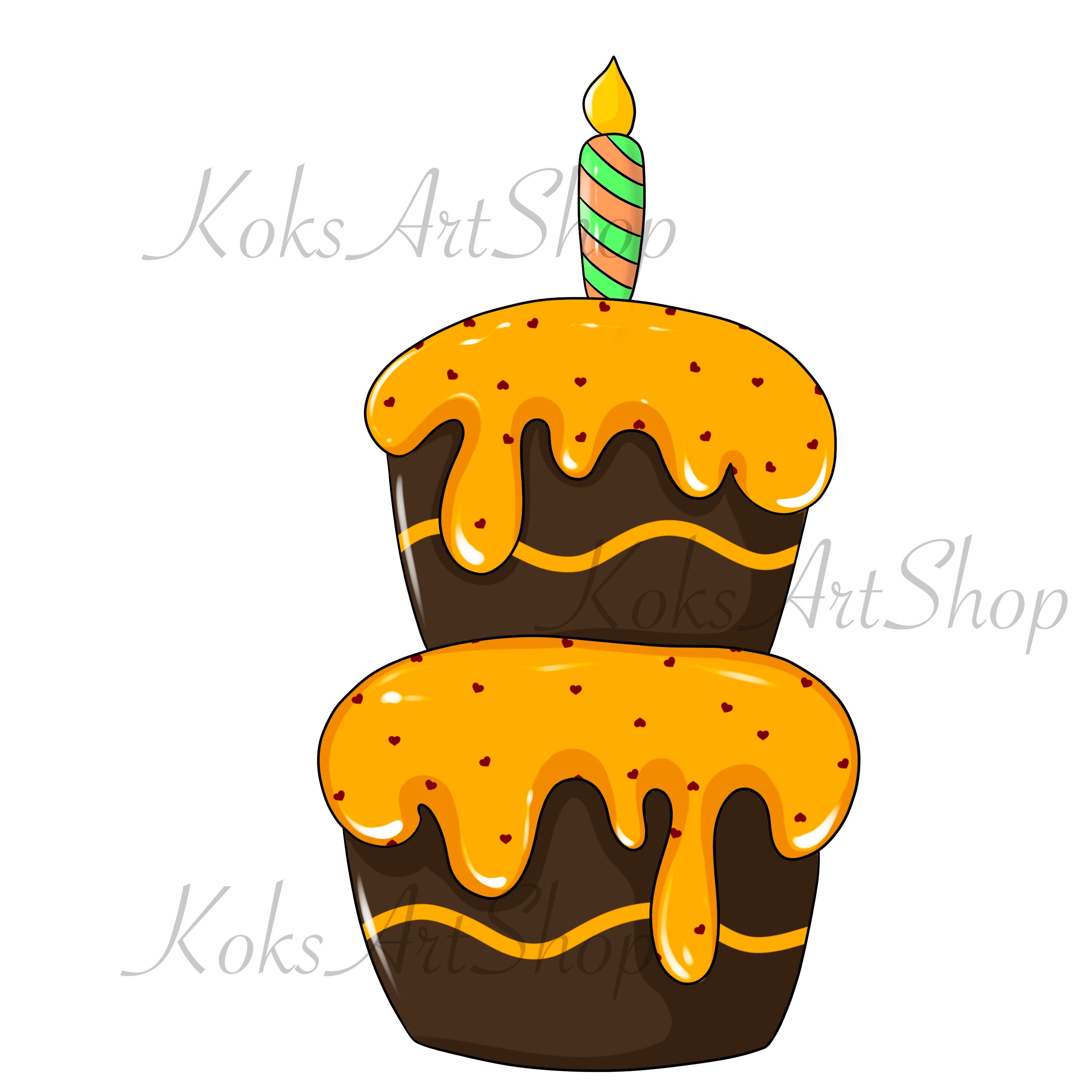 Orange Birthday Cupcake Clip Art