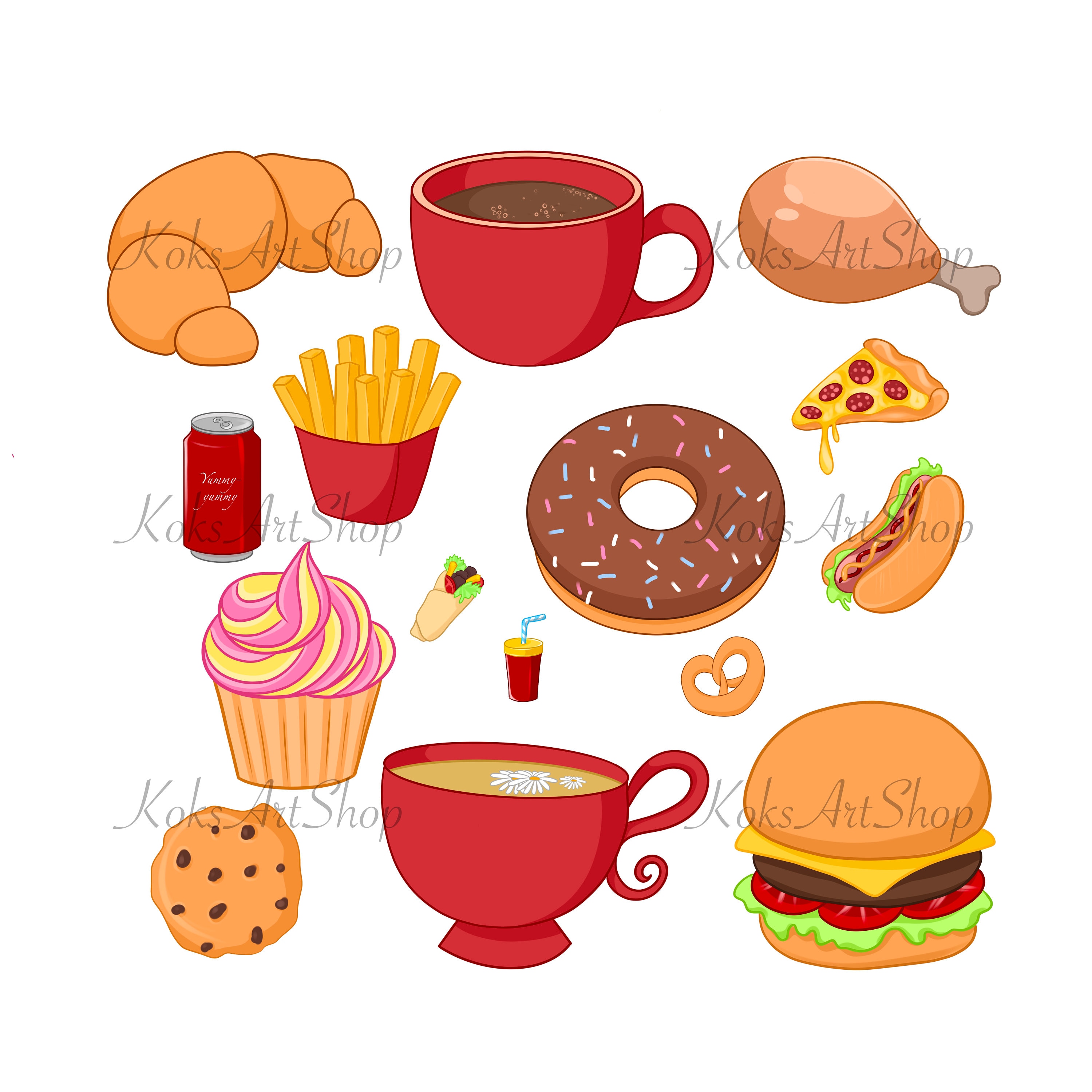 Comida Clip Art PNG Clipart de la calle de comida Impresión - Etsy México