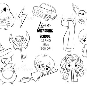 Line Wizard, Wizarding School Clip Art, Magic School Clipart, Wizard ...