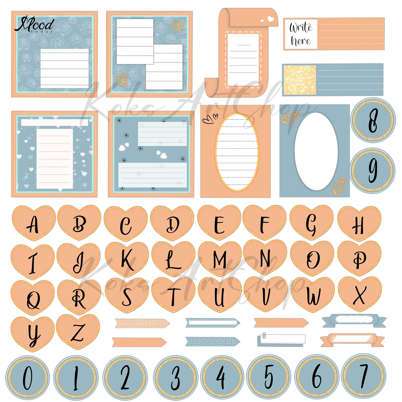 Planner Stickers Collection Stickers PNG Boho Style | Etsy