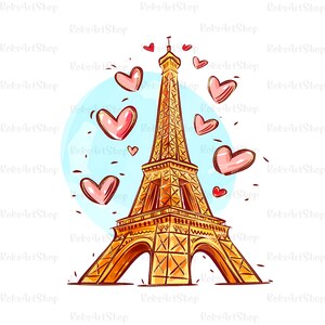 Eiffel Tower Transparent PNG Clipart for Valentines Day Illustration ...
