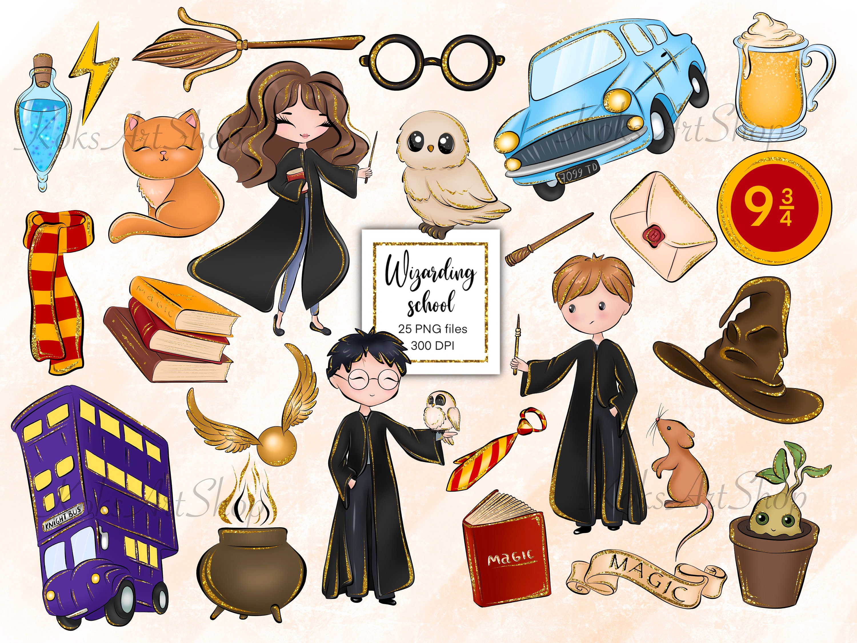 Wizard Clipart Wizarding School Clipart Magic Clipart Magic - Etsy