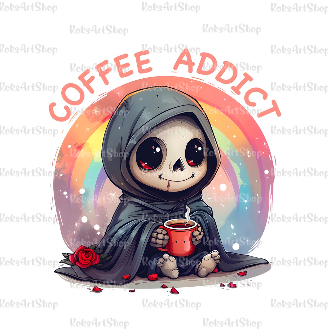 Coffee Addict Clipart, Spill the Tea Png, Funny Grim Reaper, Cute Grim ...