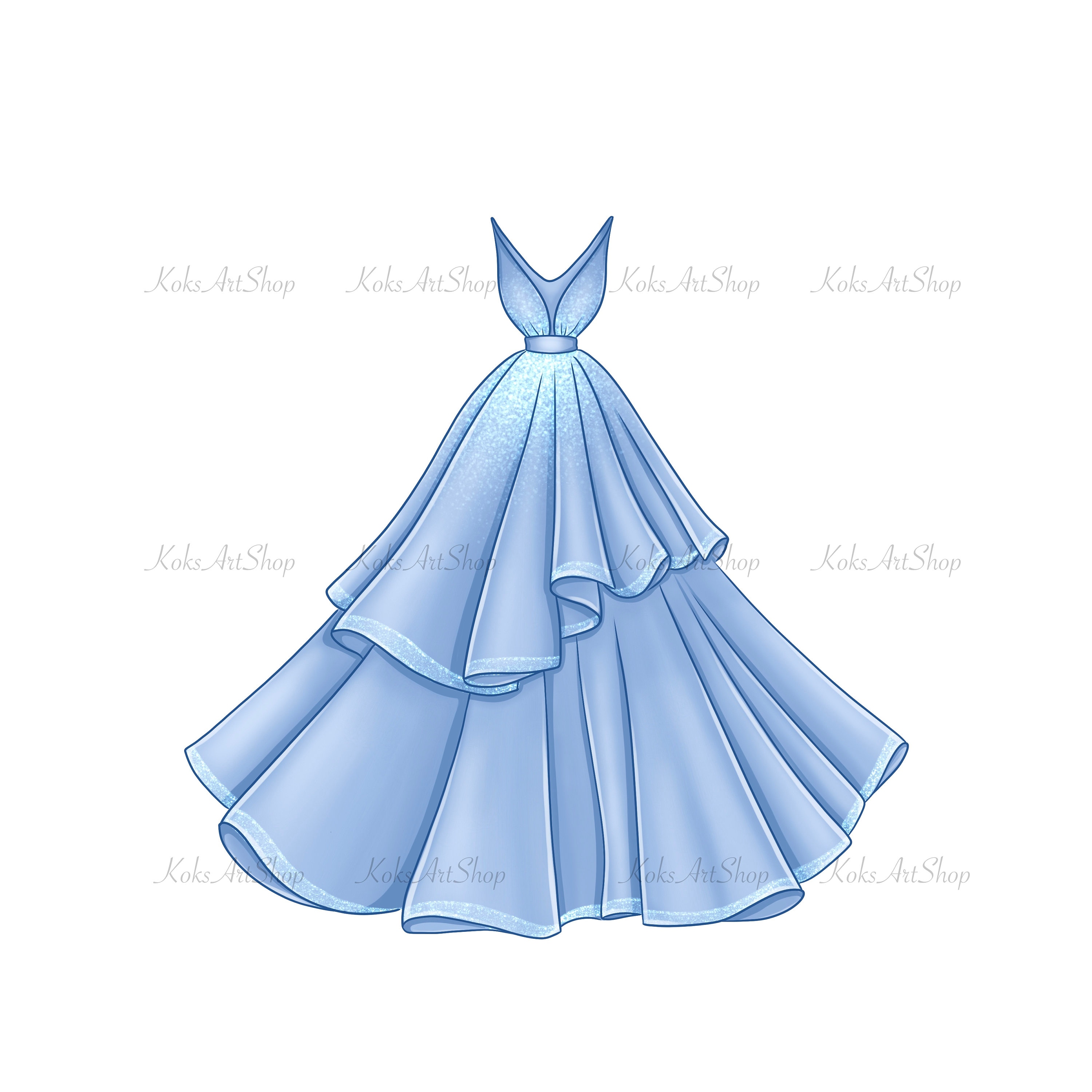 Fashion Dress Clipart Fashion Dress PNG Princess Dress | Etsy