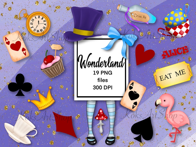 Wonderland Clip Art Alice PNG Wonderland Clip Art Queen of - Etsy