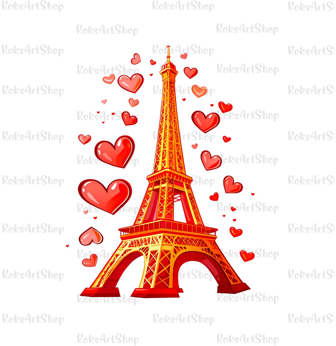 Eiffel Tower Transparent PNG Clipart for Valentines Day Illustration ...