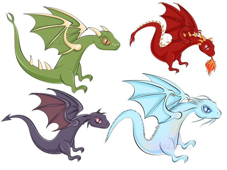 Dragon Clipart Dragons PNG Clipart Magic School Clipart - Etsy