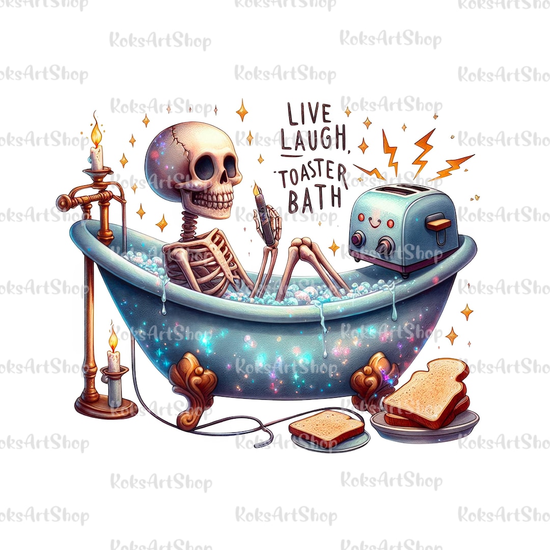 Live Laugh Toaster Bath PNG, Grim Reaper Clipart, Snarky Skeleton ...