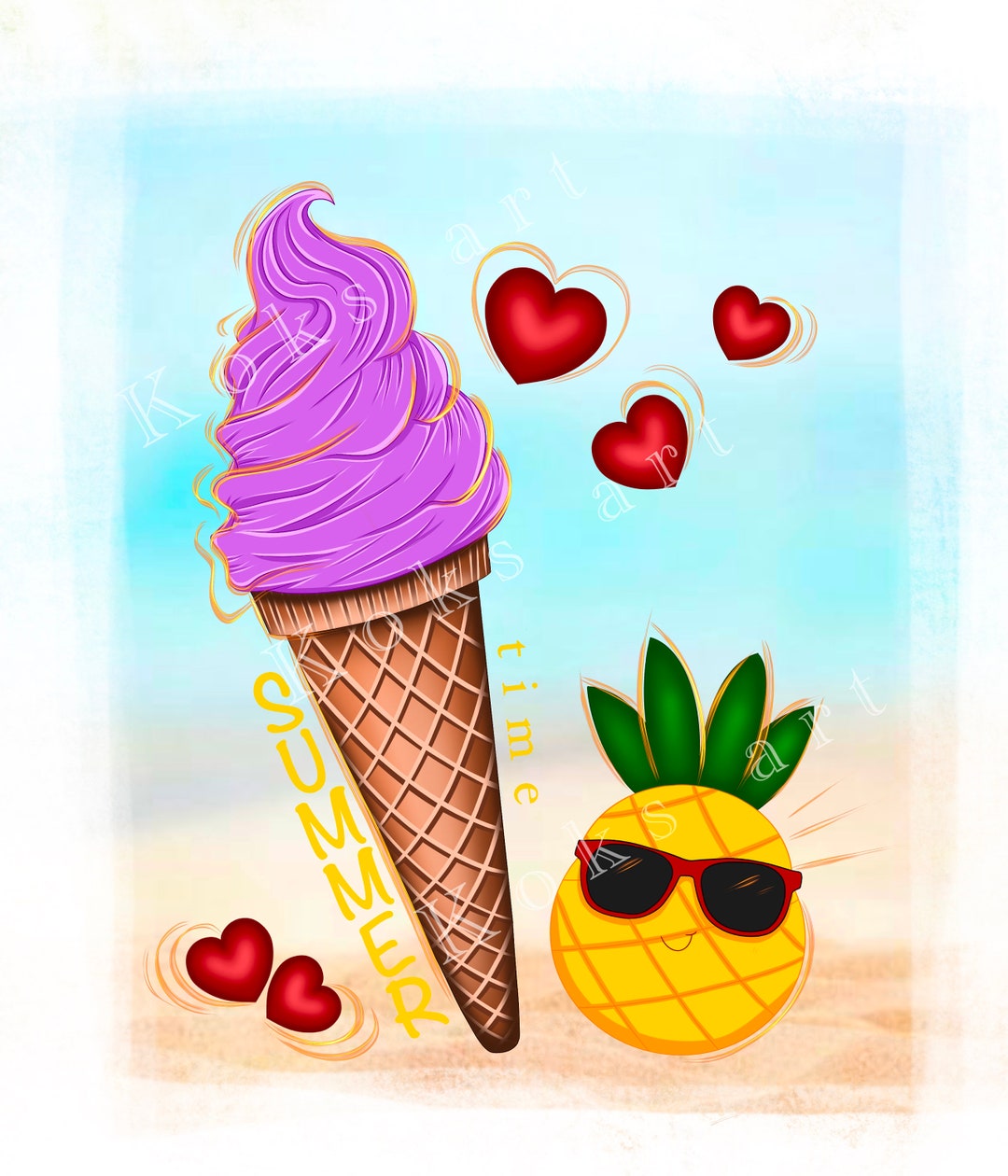 Summer Clipart Pineapple Clipart Ice Cream Clipart Notebook - Etsy