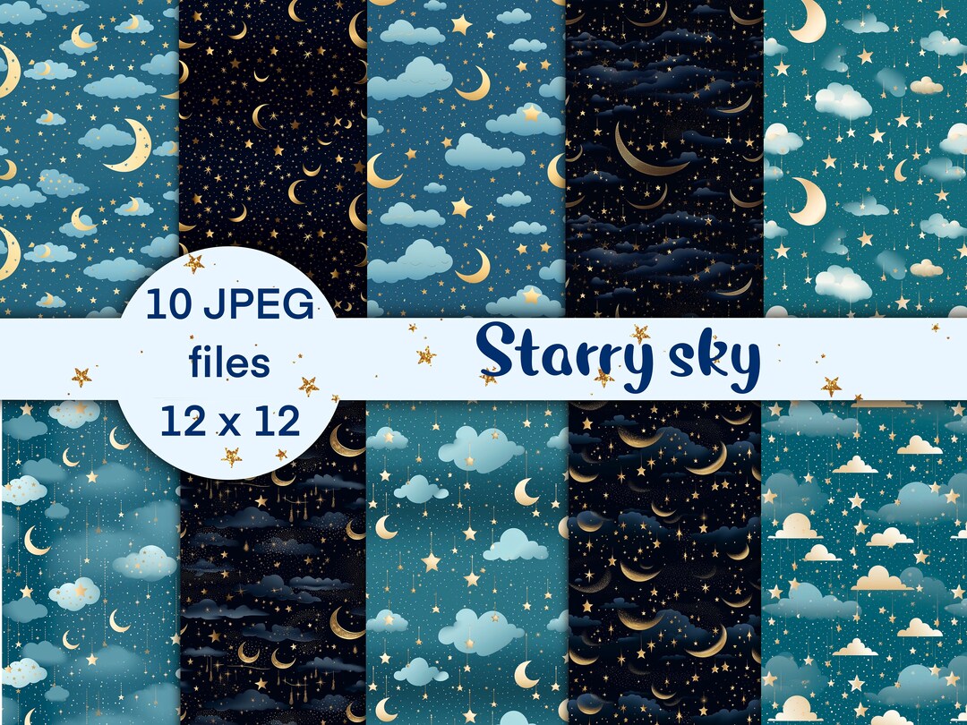 Starry Sky Digital Paper Digital Paper Seamless Pattern - Etsy