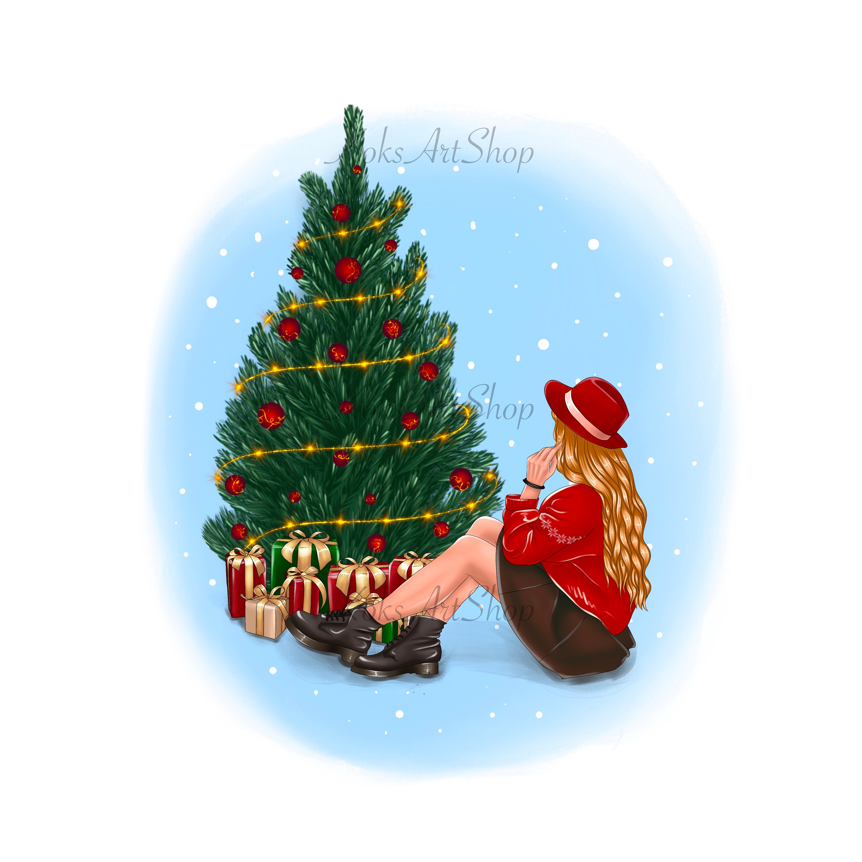 Fashion Girl Clipart Christmas Clip Art Christmas Tree | Etsy