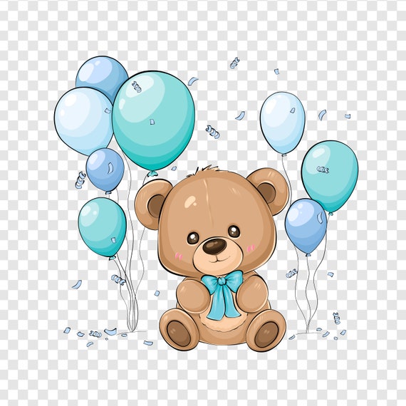 Bear Baby Shower Clip Art Newborn Baby Boy Clipart Set.Little Bear,air