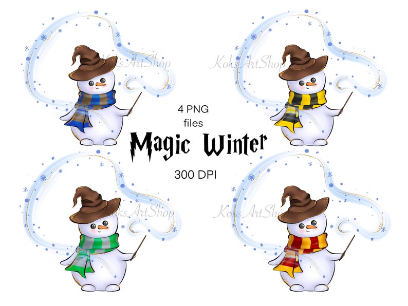 Snowman Clipart Snowman PNG Wizard Clipart Magic Clipart - Etsy
