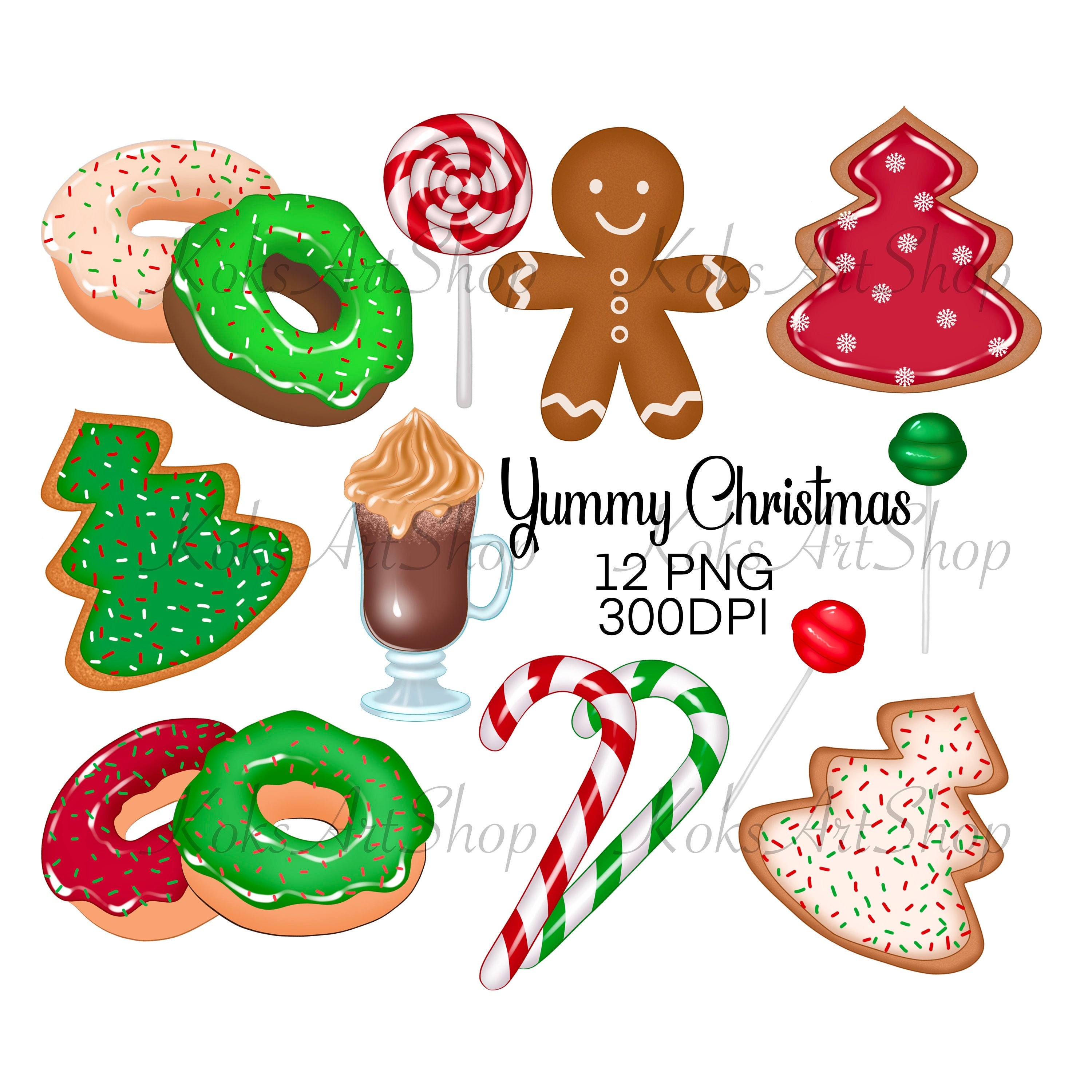 Christmas Clipart, Food Clipart, Donuts Clipart, Cookie Clipart ...