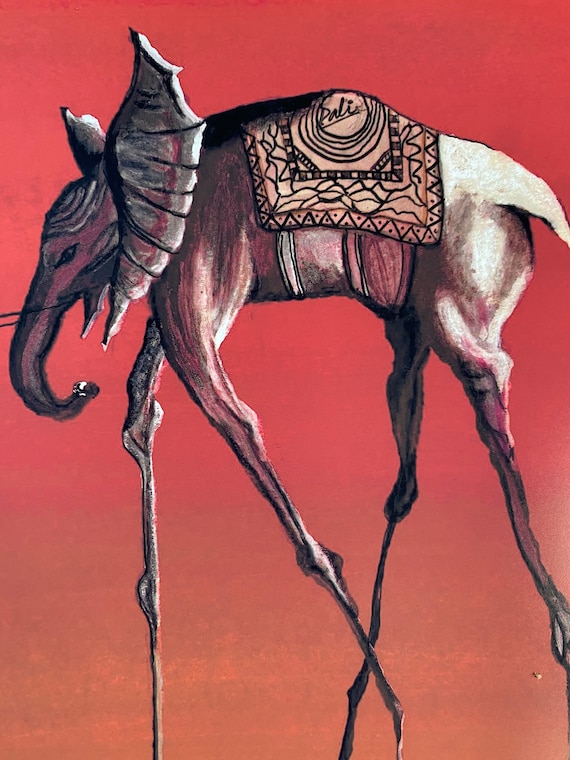 Salvador Dali Elephants Drawing