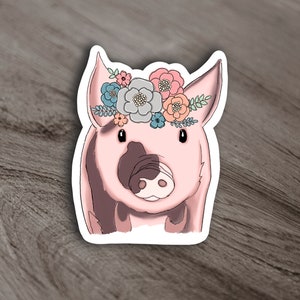Floral Pig Sticker - Etsy