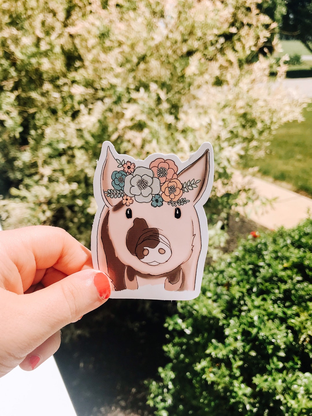 Floral Pig Sticker - Etsy