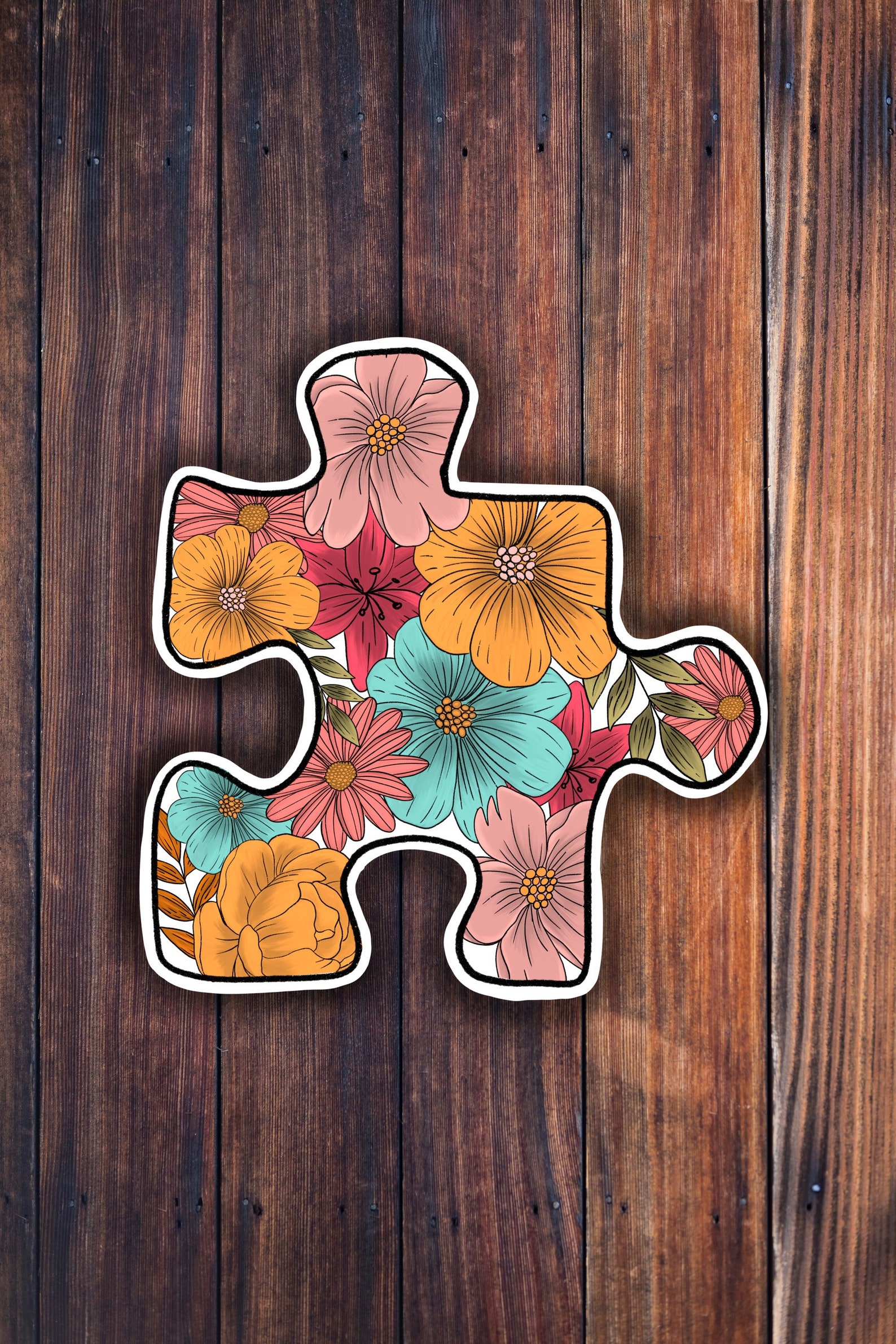 Floral Puzzle Piece Sticker | Etsy