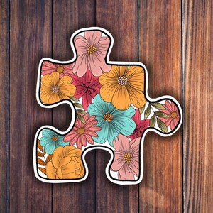Floral Puzzle Piece Sticker - Etsy