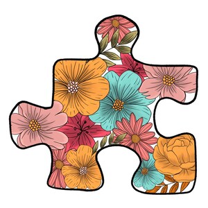 Floral Puzzle Piece Sticker - Etsy