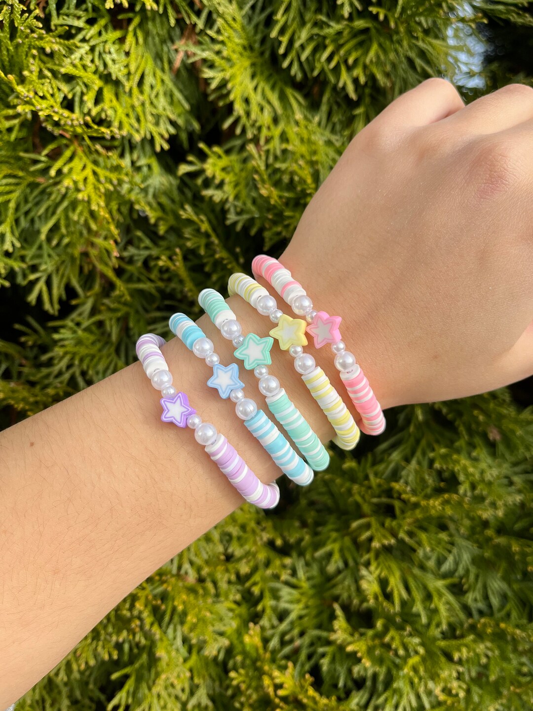 Pastel Star Bracelets/ Clay Bead Bracelets - Etsy