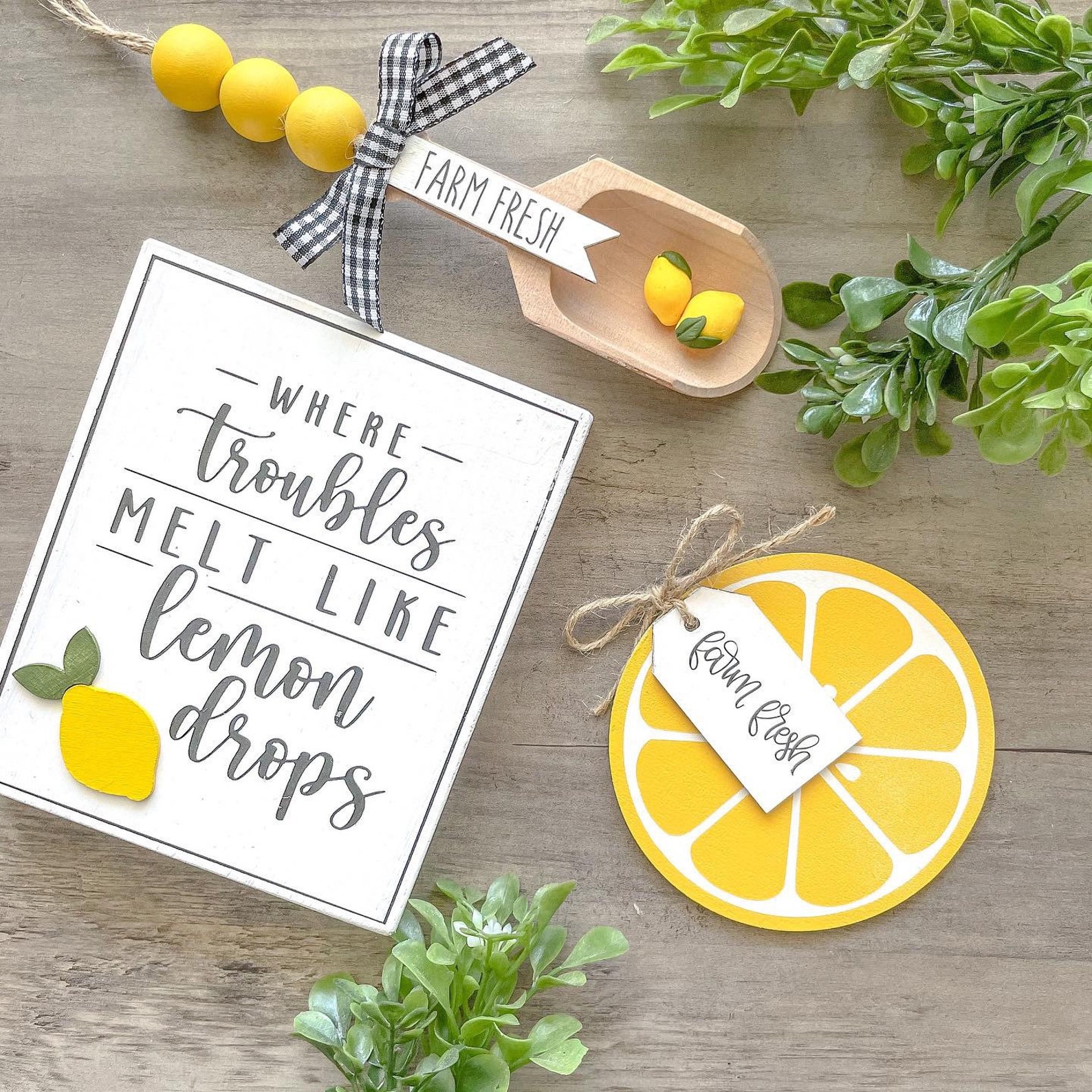 Farmhouse Lemon Decor mix and match mini sign wood bead | Etsy
