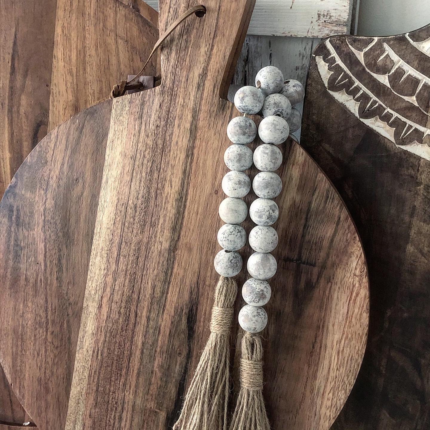 Rustic white farmhouse decorative wood beads for vase mantle | Etsy