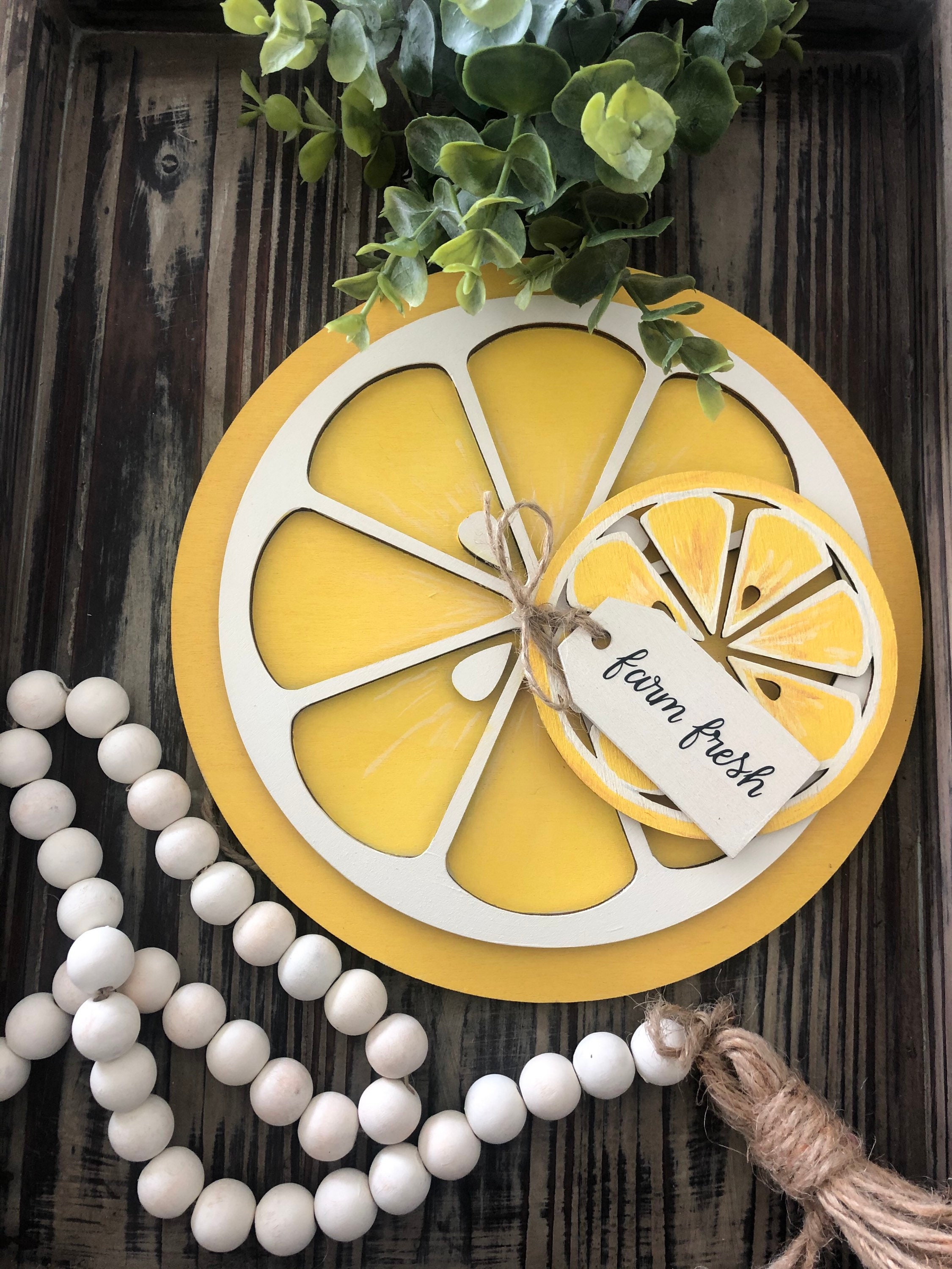 Farmhouse Lemon Decor mix and match mini signs wood bead | Etsy