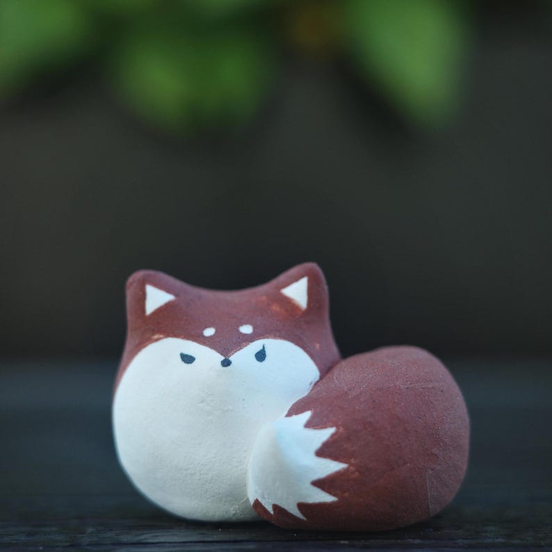 Handmade Ceramic Sleeping Fox: Mini Pottery Garden Decor - Etsy