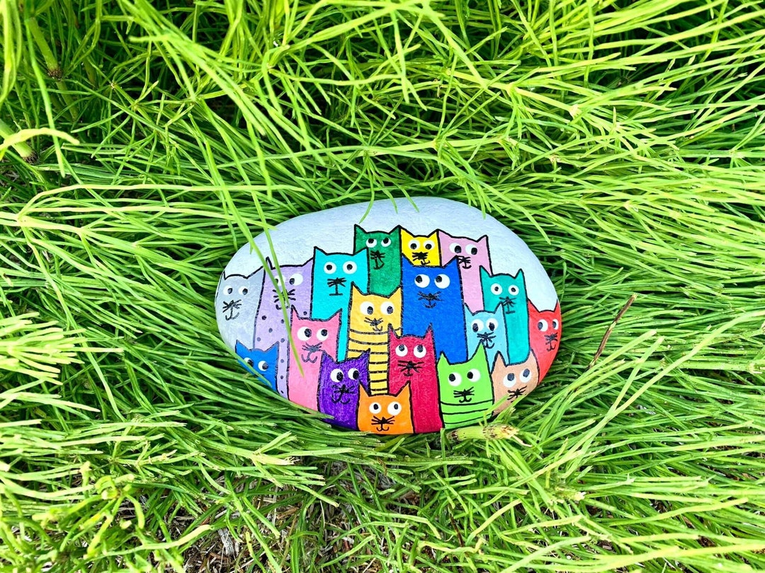 Cat Quote Rocks | Cat With Heart Rock | Cat Mom Rock | Pet Rocks | Cat ...