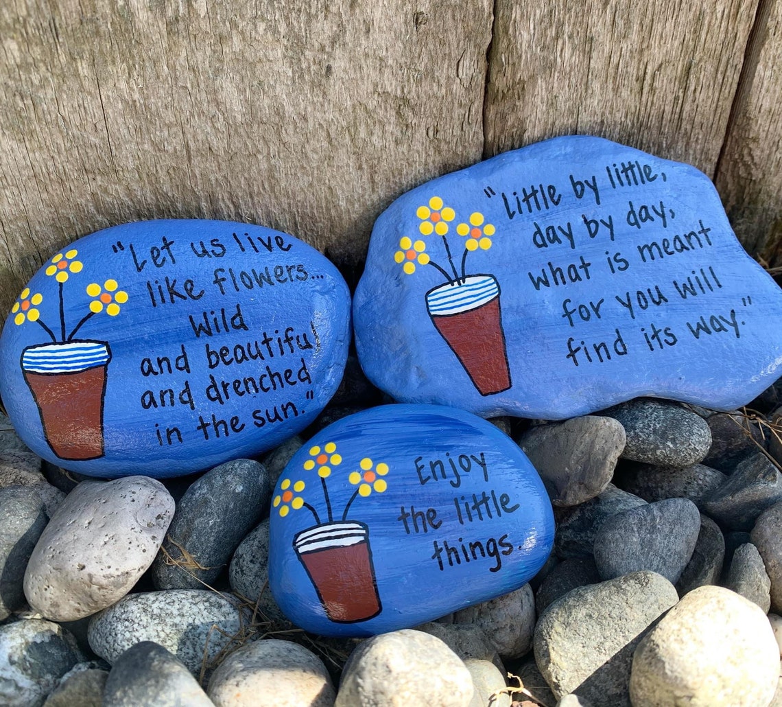 Hand-painted Quote Rocks, Inspirational Kindness Stones - Etsy
